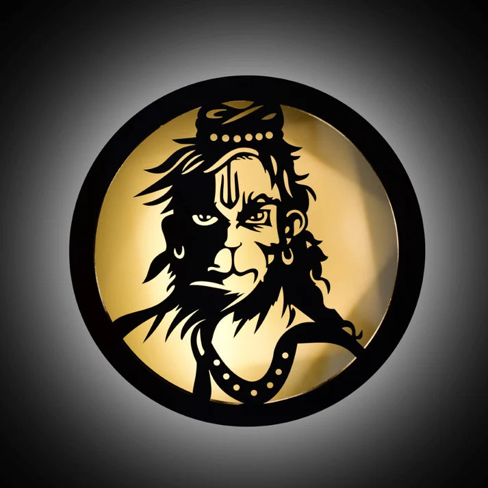 🕉️ Lord Hanuman Mandala Art with Backlight (🎁 FREE 📿 Rudraksha Bracele ...
